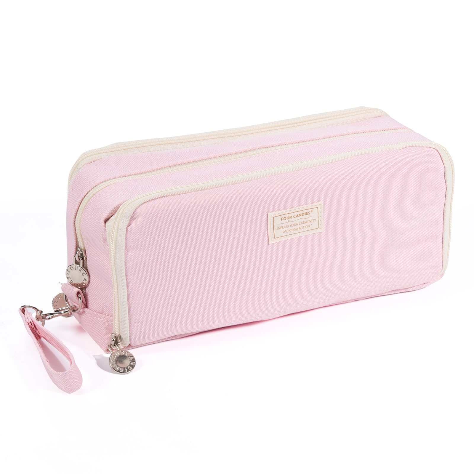 Four Candies Pencil Case 3 Compartment, Large Pencil Case with Removab
